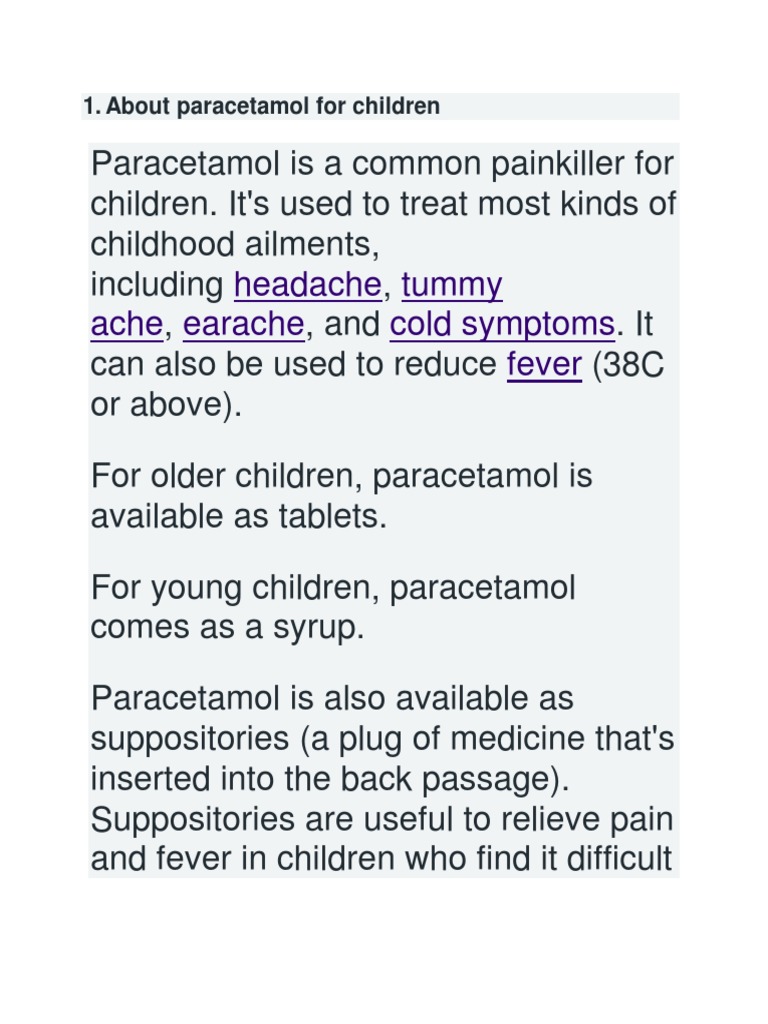 Paracetamol Dosage For Children | PDF | Drugs | Medicine
