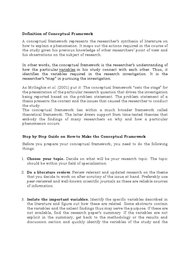 Definition of Conceptual Framework | PDF | Conceptual Framework ...