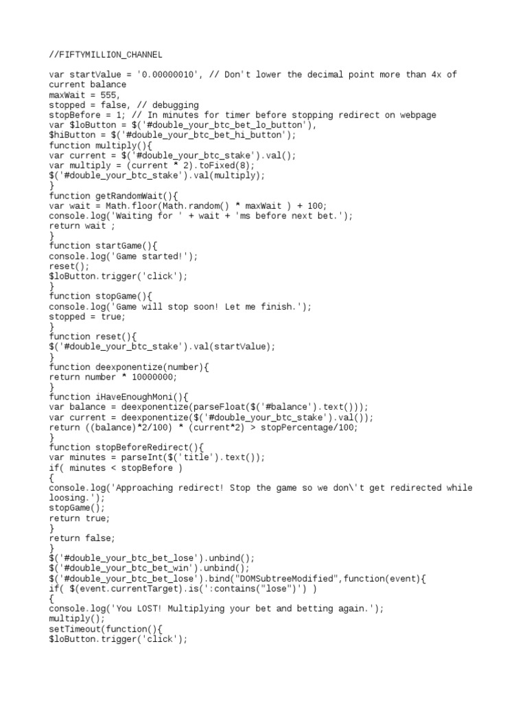 Script Freebitco in Working 100 by Fifty Million Channel | PDF
