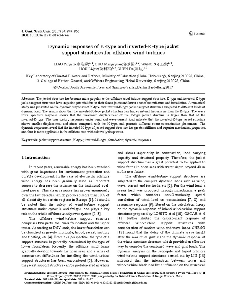 Dynamic Responses of K-Type and Inverted-K-Type Jacket Support ...