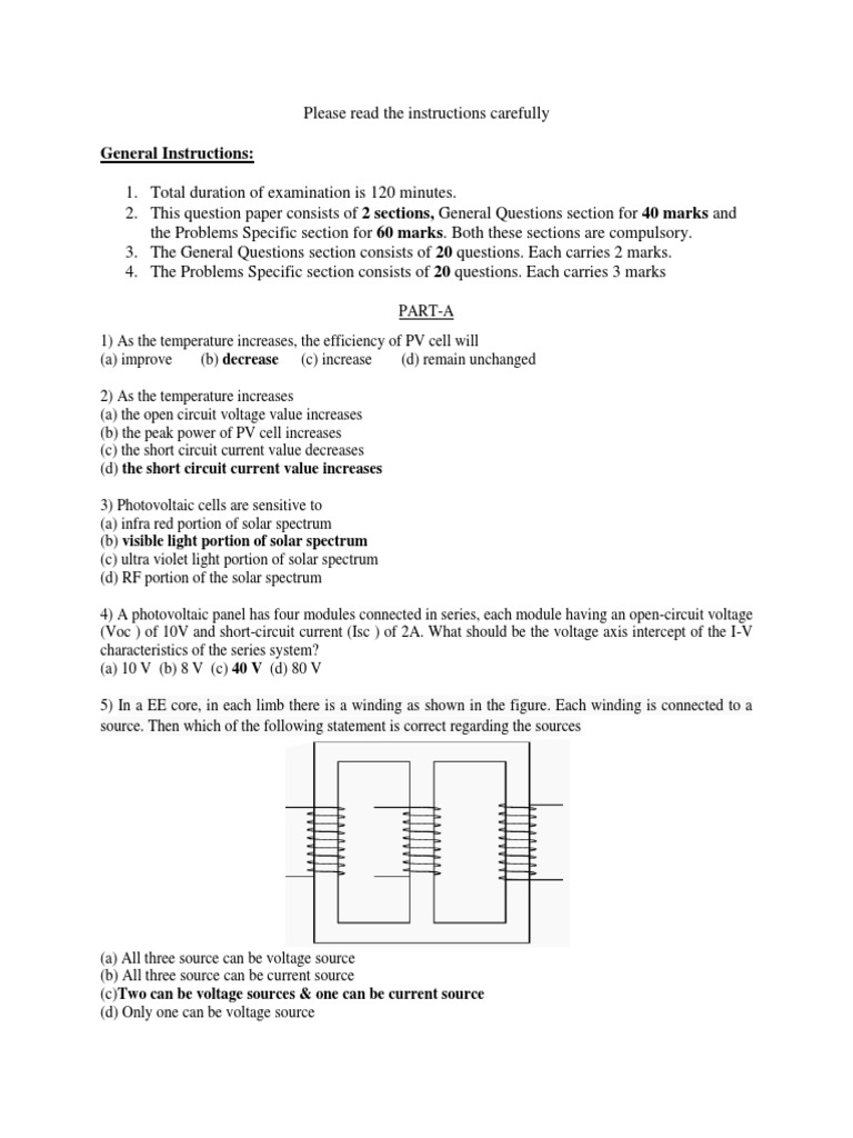 Design of PV Systems Question Paper Set-2 | PDF | Series And Parallel ...