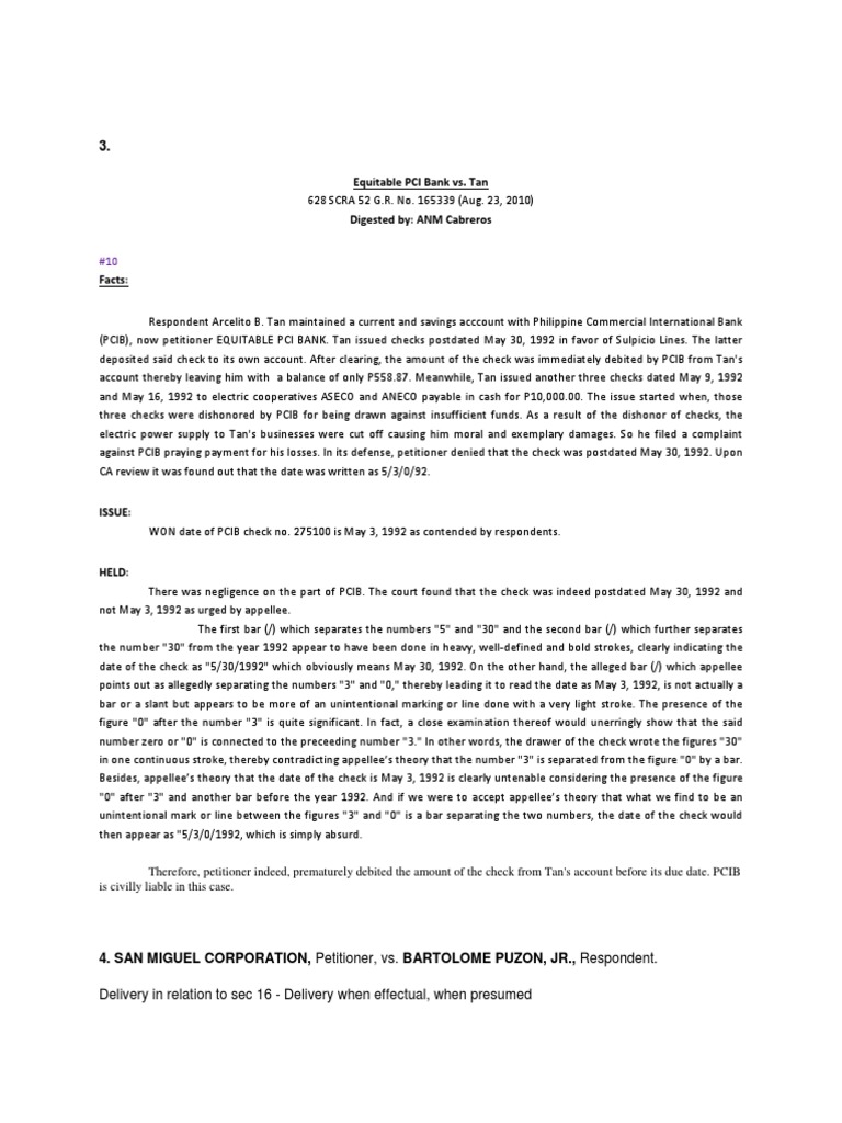 Nego 3 & 4, Digested | PDF | Cheque | Ownership