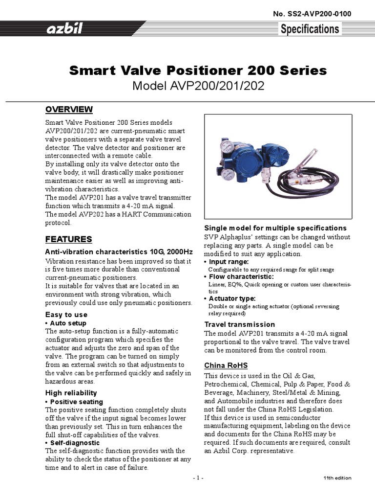 AVP200,201 | PDF | Valve | Electric Power Transmission