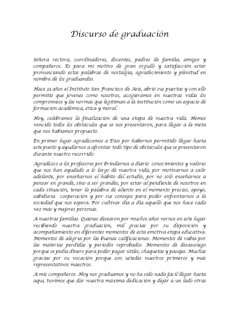 Discurso de Graduación | PDF | Felicidad