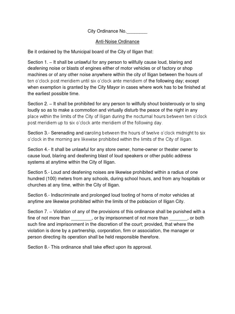 Iligan City Anti-Noise Ordinance | PDF | Social Science | Law