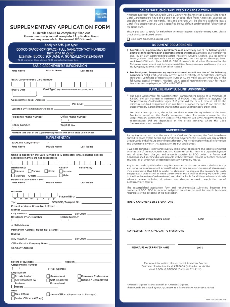 Amex Supple Appform Center 01142015 | PDF | Credit Card | American Express