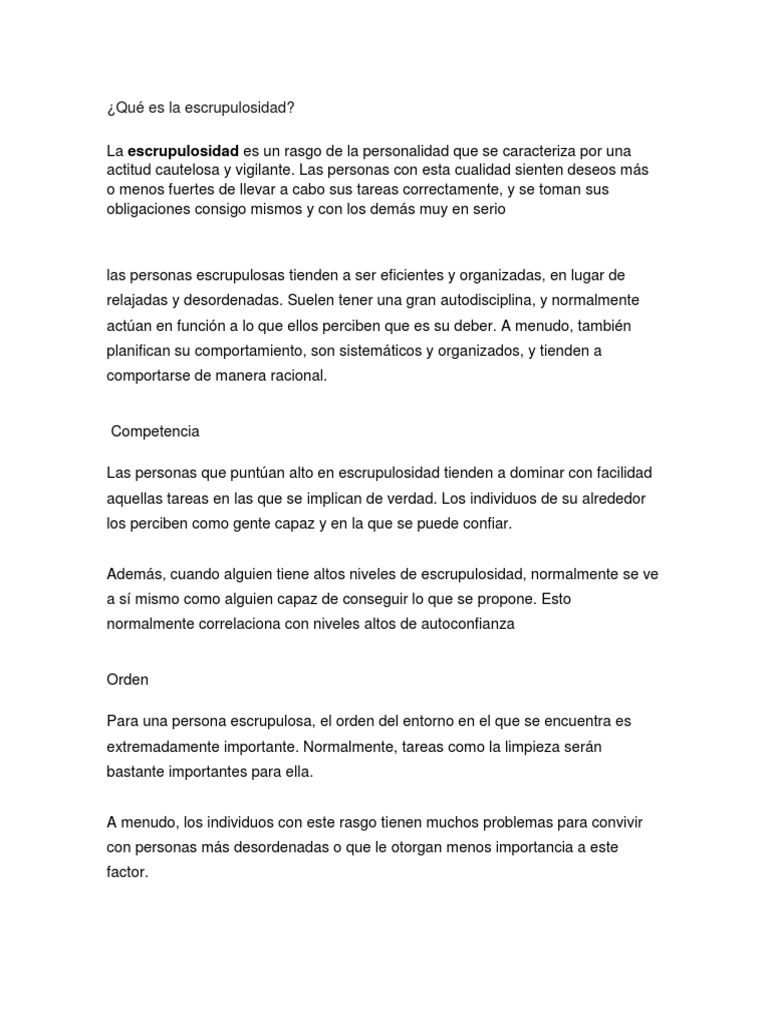 Qué Es La Escrupulosidad | PDF | Metafísica de la mente | Aparición