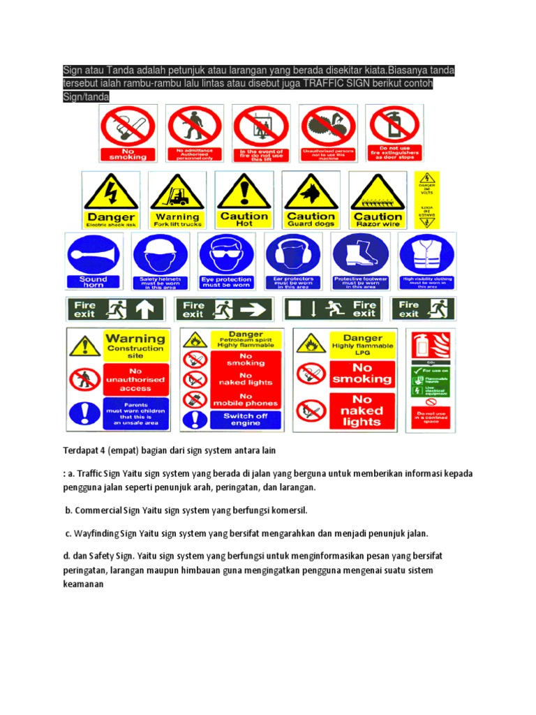 Sign Atau Tanda Adalah Petunjuk Atau Larangan Yang Berada Disekitar ...