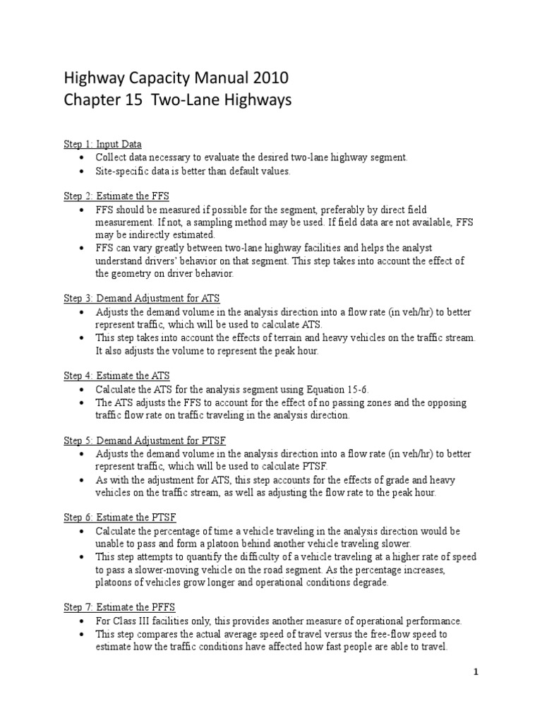 Highway Capacity Manual 2010 Chapter 15 Two-Lane Highways | PDF ...
