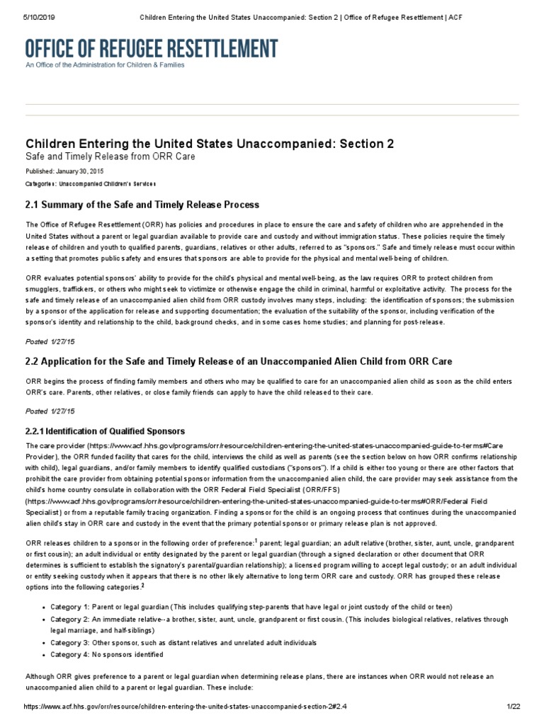 Office of Refugee Resettlement Rules | PDF | Child Abuse | Identity ...