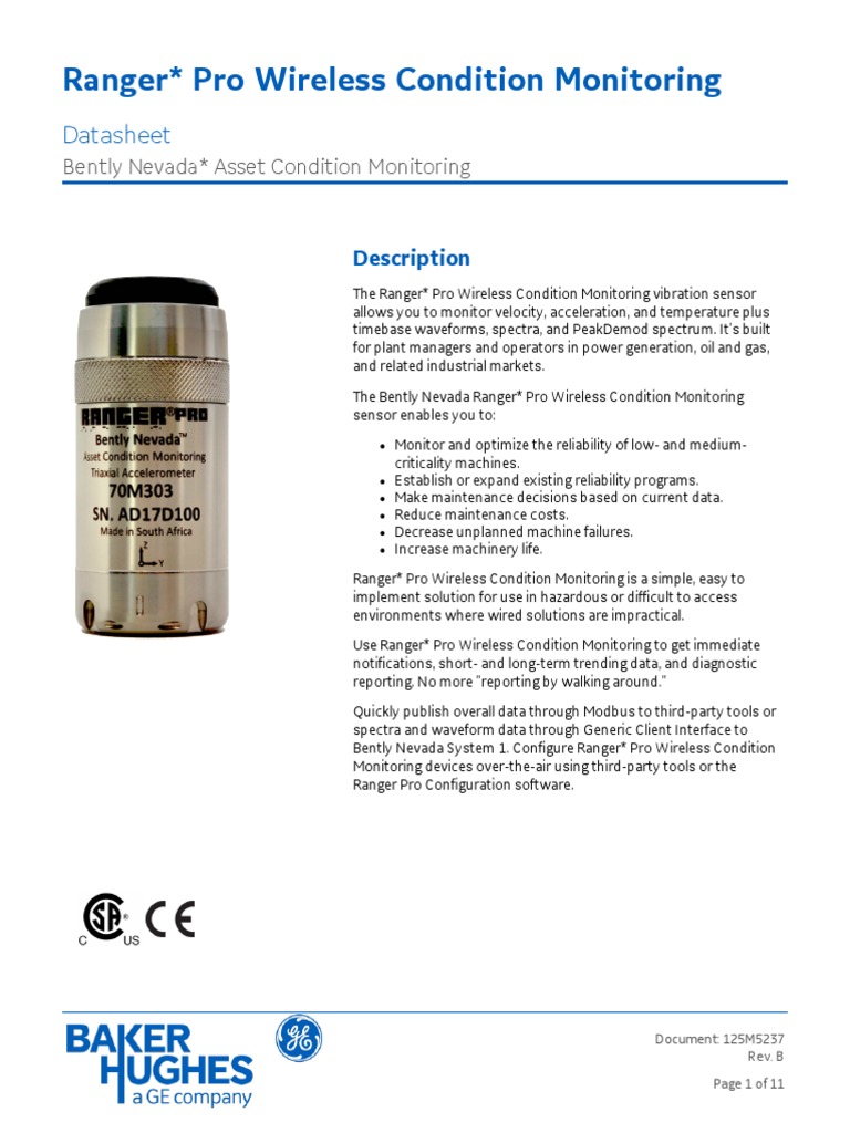 Ranger Pro Wireless Condition Monitoring Datasheet - 125M5237 | PDF ...