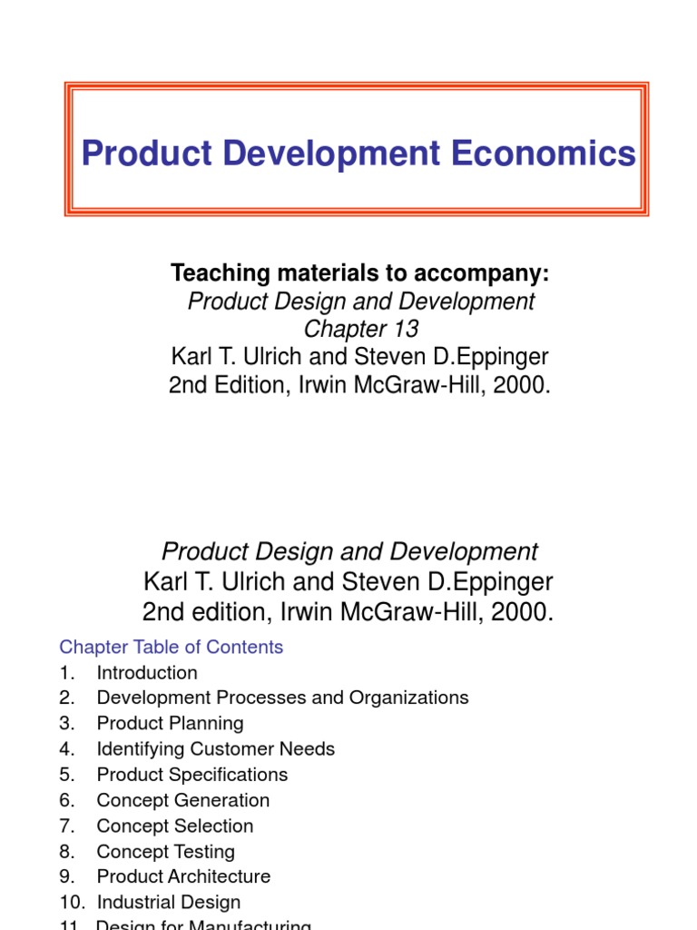 Product Development Economics: Teaching Materials To Accompany | PDF