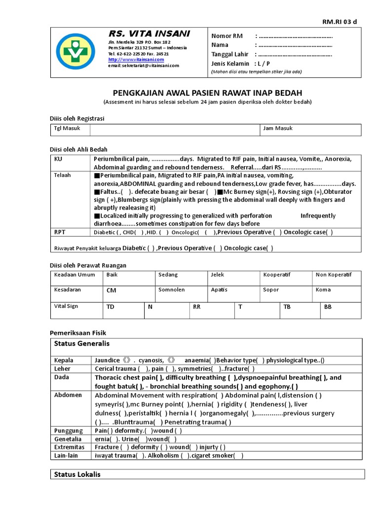 1penilaian Awal Bedah Appendicitis Acute With Peritoneal Abscess | PDF | Symptoms And Signs ...