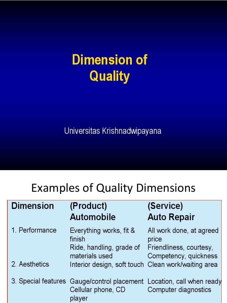 Quality Dimensions | PDF | Business