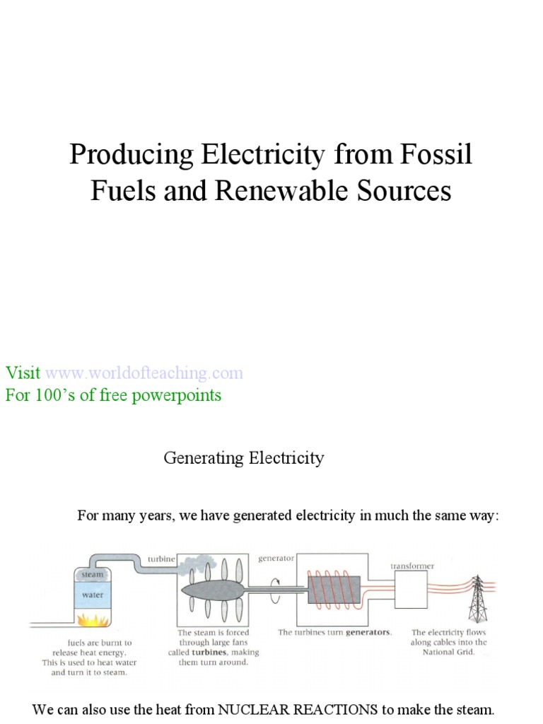 Producing Electricity From Fossil Fuels and Renewable Sources | PDF ...