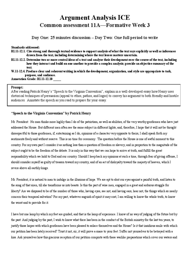 Patrick Henry's Rhetorical Persuasion Analysis | PDF | Rhetoric | Essays