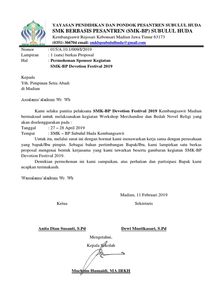 Surat Pengantar Proposal | PDF