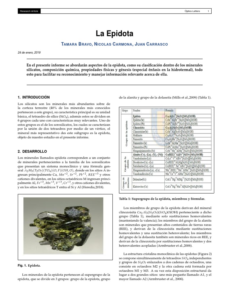 Epidota | PDF | Minerales | Química