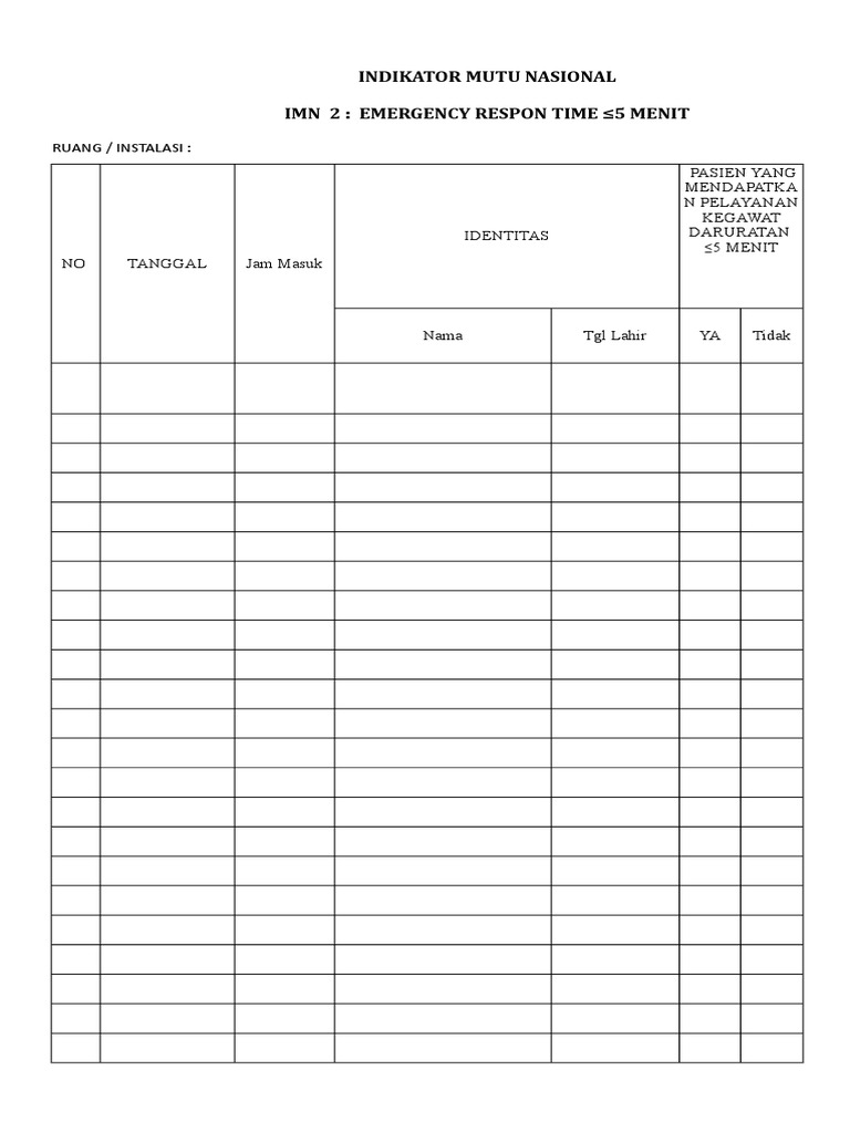 Form Emergency Respon Time Igd RS Peureulak | PDF