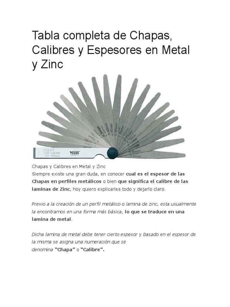 Tabla Completa de Chapas | PDF | Hogar, jardinería y bricolaje