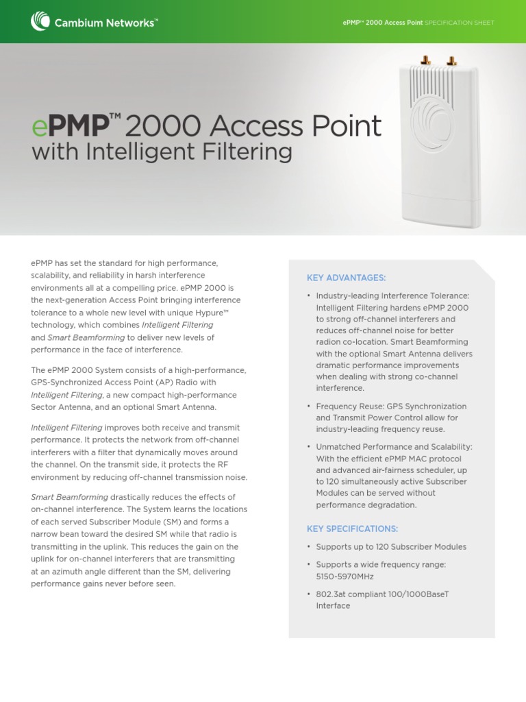 2000 Access Point: With Intelligent Filtering | PDF | Electromagnetic ...