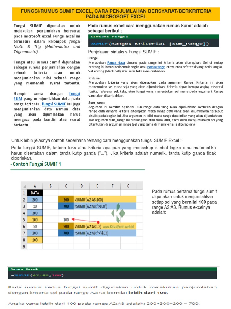 Penggunaan Sumif Di Excel | PDF