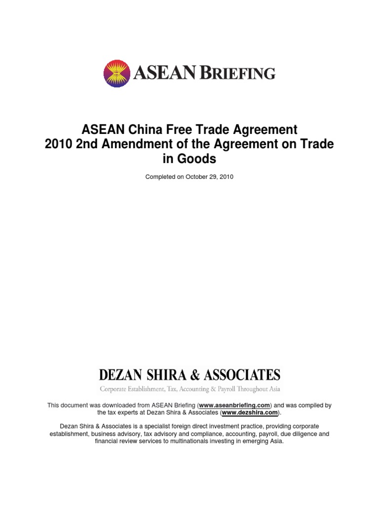 ASEAN-China FTA Trade in Goods Rules | PDF | Customs | Verification And ...