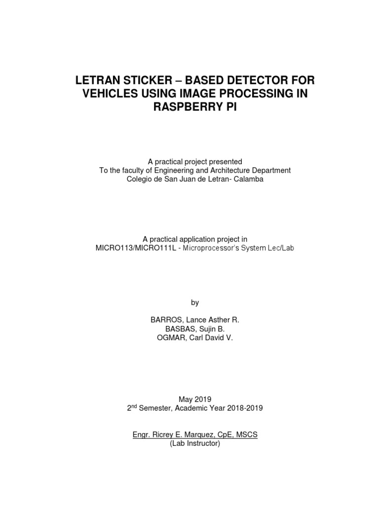 Letran Sticker - Based Detector For Vehicles Using Image Processing in ...