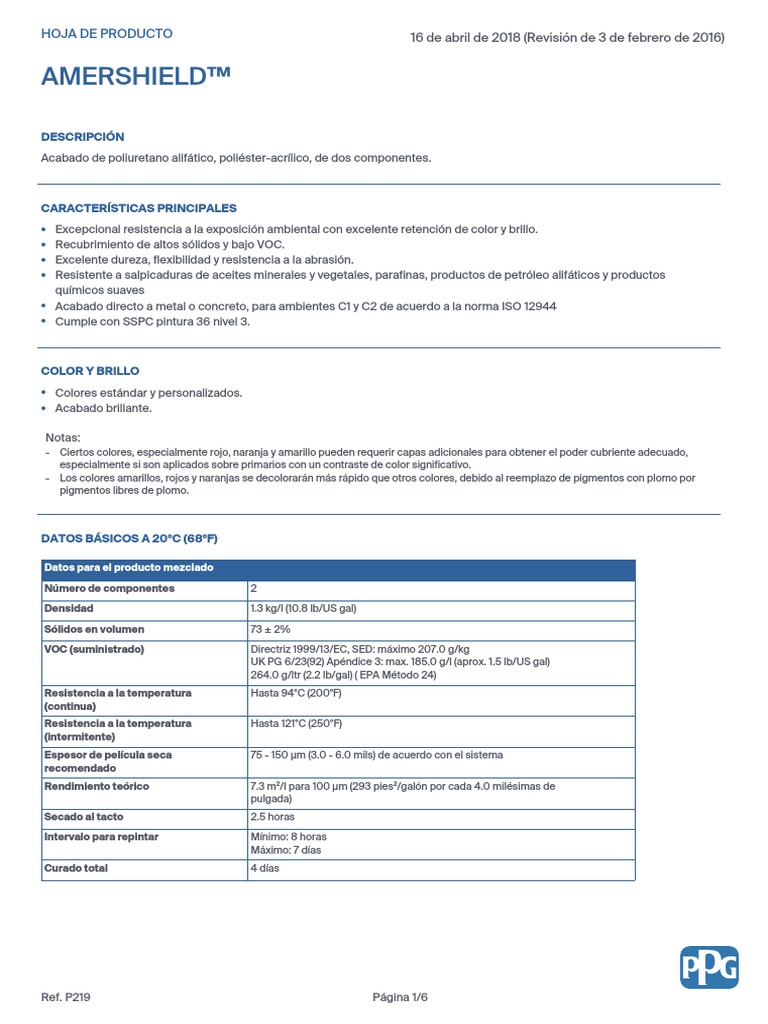 Amershield™: Hoja de Producto | PDF | Epoxy | Aluminio