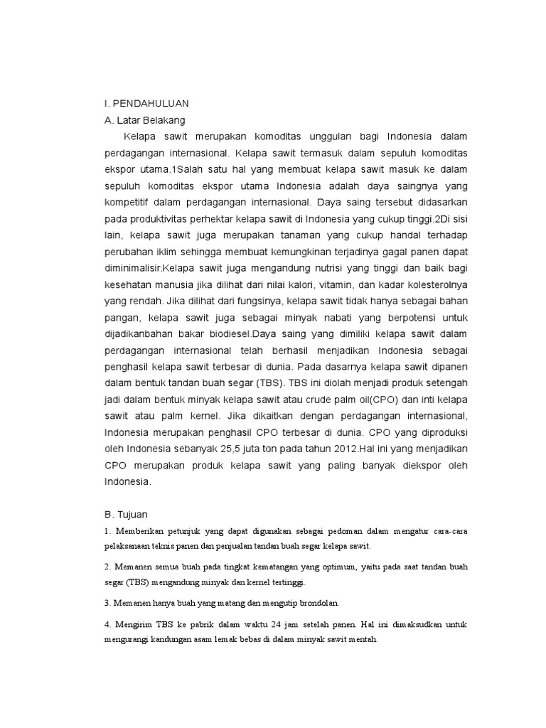 Sop Pemanenan Penjualan Tbs | PDF