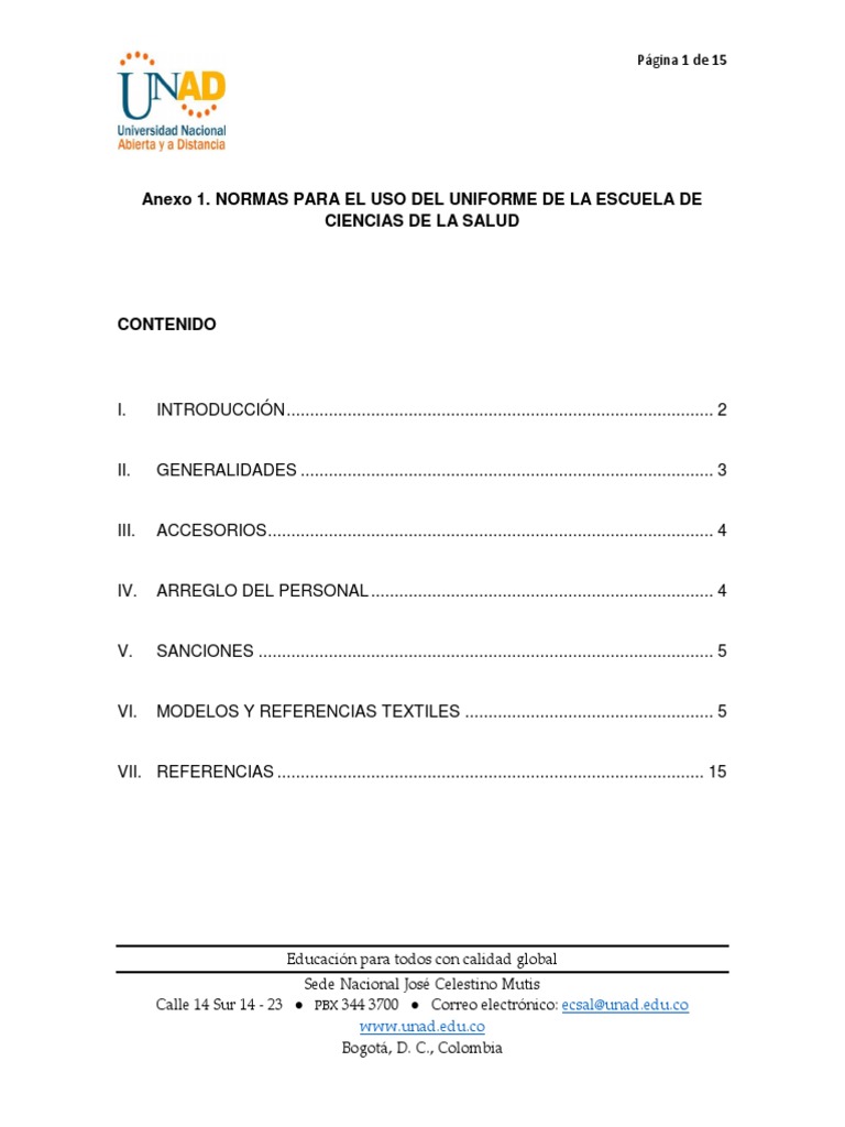 Normas de Uso del Uniforme UNAD ECISA | PDF | Bogotá | Pelo
