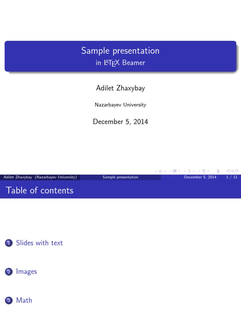 Sample Presentation: Inl Tex Beamer | Download Free PDF | Teaching ...