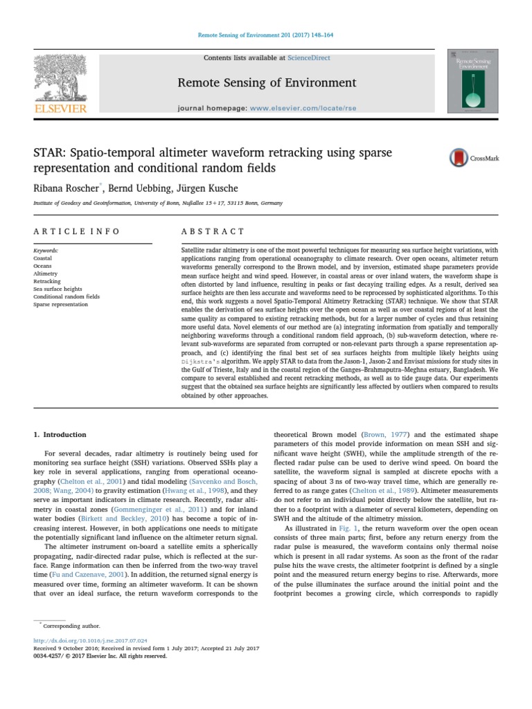 Remote Sensing of Environment: Articleinfo | PDF | Radar | Earth Sciences