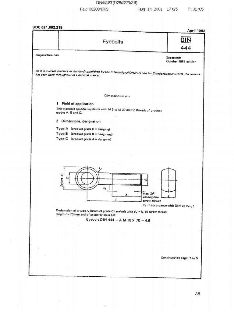 DIN 444 Eye Bolt PDF | PDF