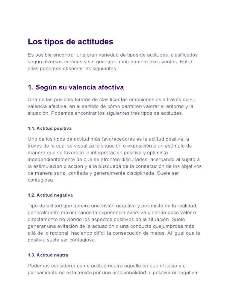 Tipos de Actitudes y sus Clases | PDF | Actitud (psicología) | Racionalidad