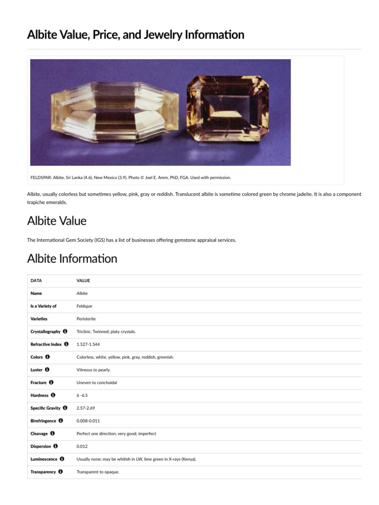 Albite Value, Price, and Jewelry Information - International Gem ...