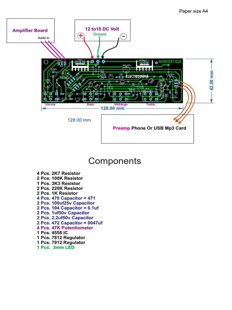 Bass, Treble, Mid & Volume Control Board For 400 Watts Stereo Audio ...