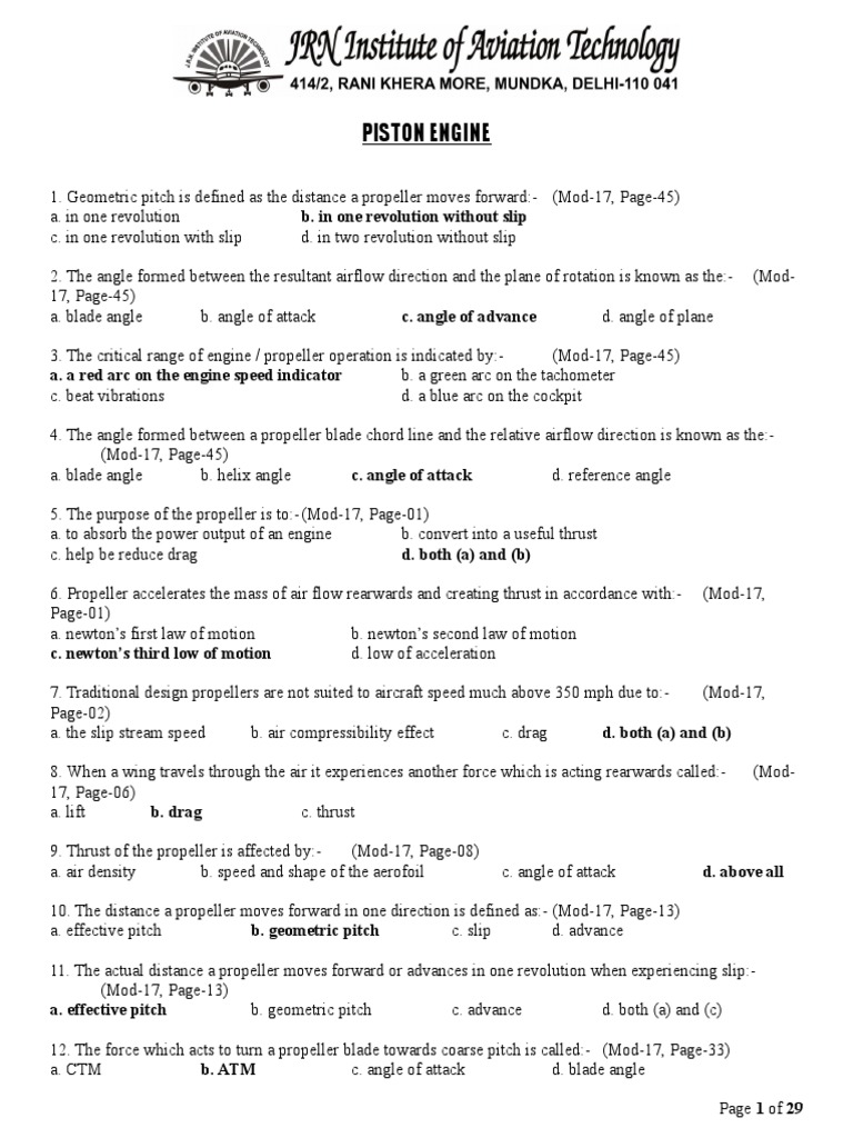 Module 17 - Dgca - Question Bank | PDF | Propeller | Thrust