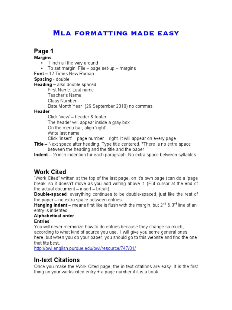 Mla Formatting Made Easy - WK9 | PDF