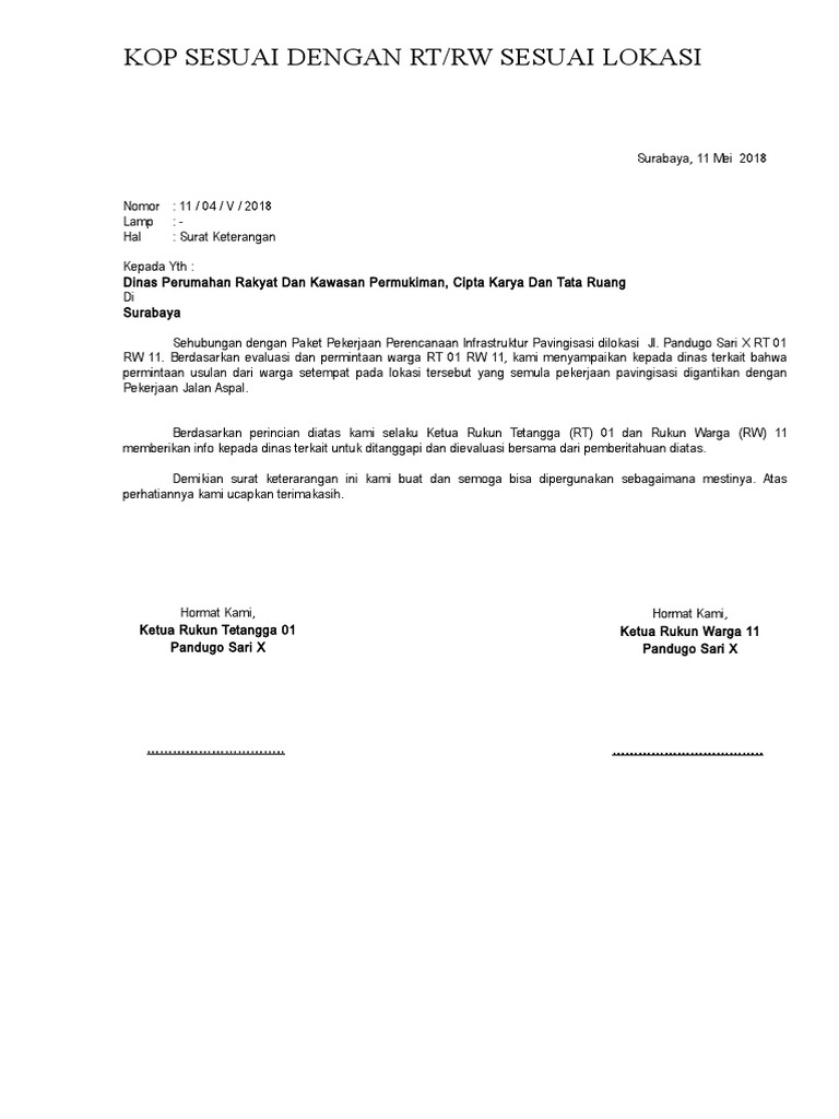 Surat Permohonan RT RW | PDF