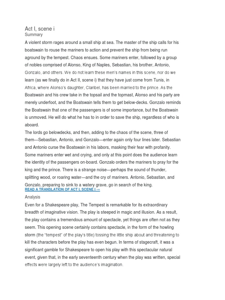 Tempest Act 1 Scene 1 | PDF | The Tempest | William Shakespeare