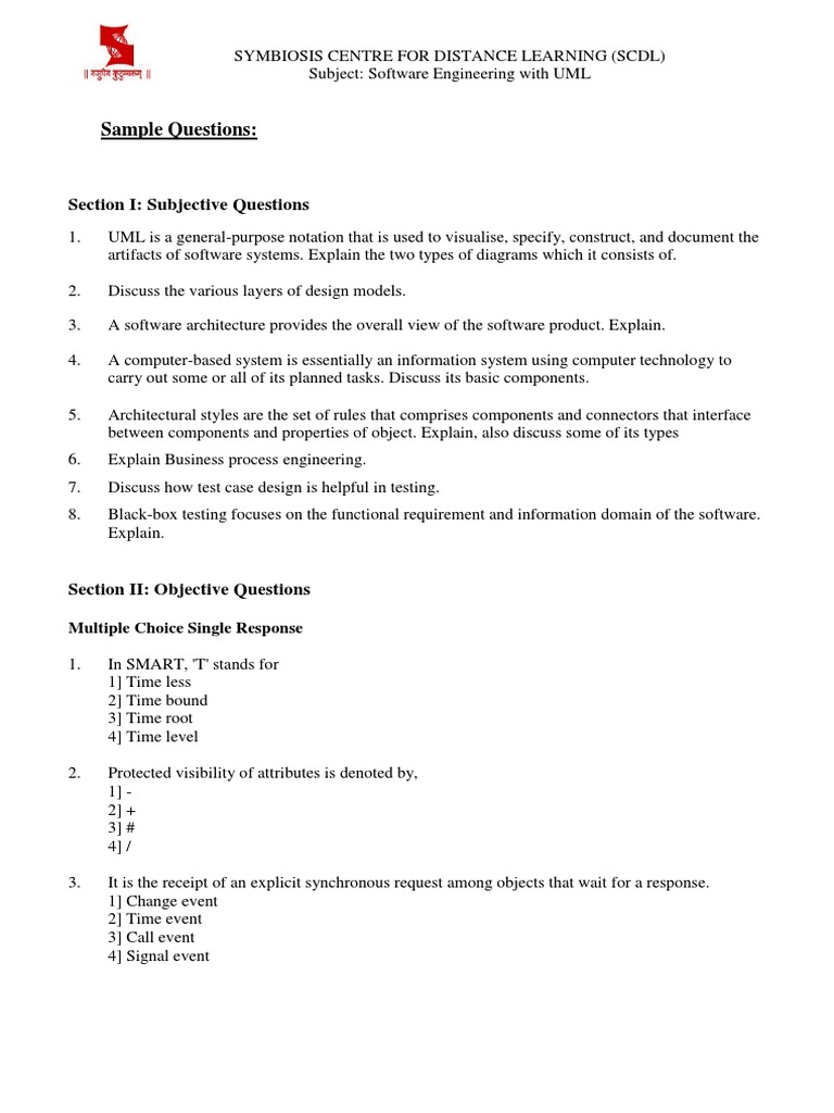 Sample Questions:: Section I: Subjective Questions | PDF | Software ...