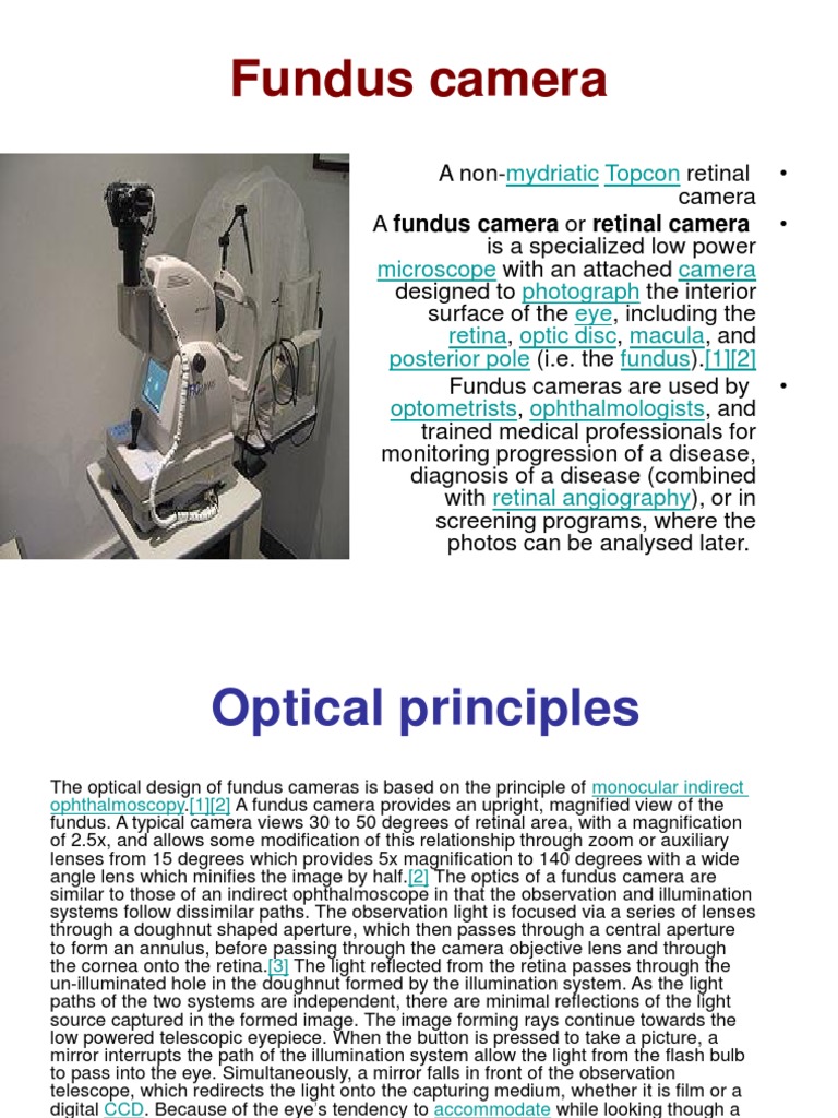 Fundus Camera: Mydriatic Topcon | PDF | Vision | Ophthalmology
