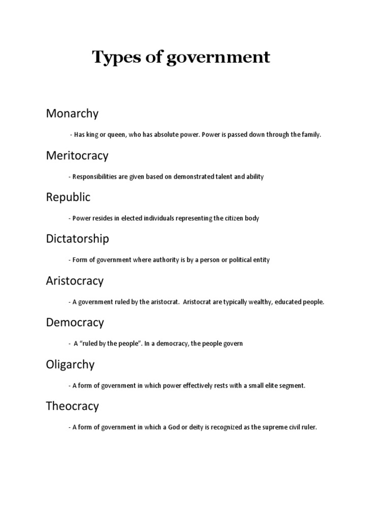 Types of Government | PDF