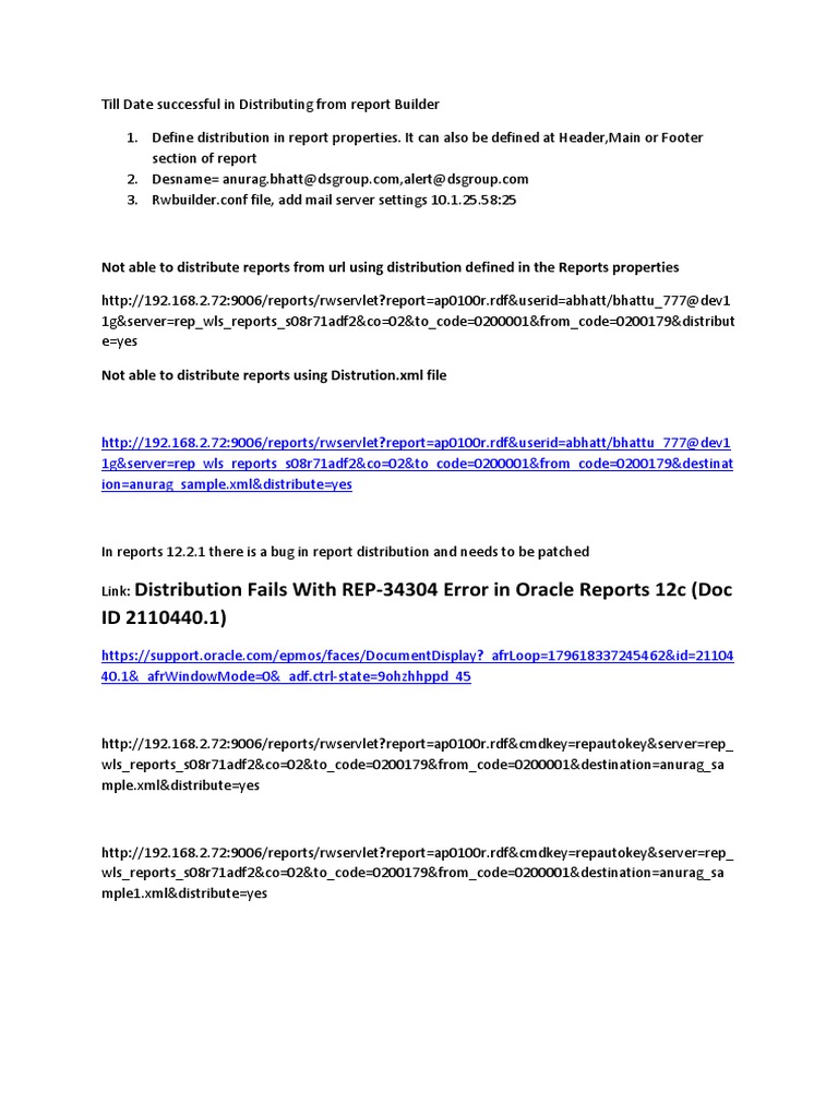 Distribution Fails With REP-34304 Error in Oracle Reports 12c (Doc ID ...