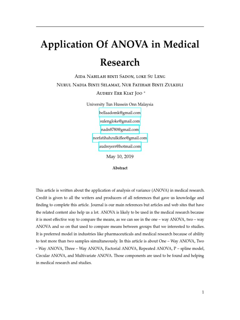 Application of Anova in Medical Research | PDF | Analysis Of Variance ...