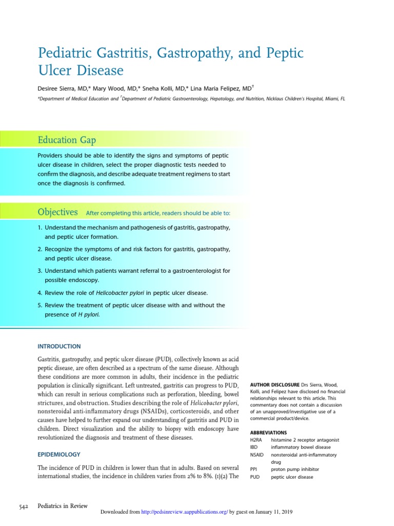 Ped Gastritis | PDF | Inflammatory Bowel Disease | Gastroenterology