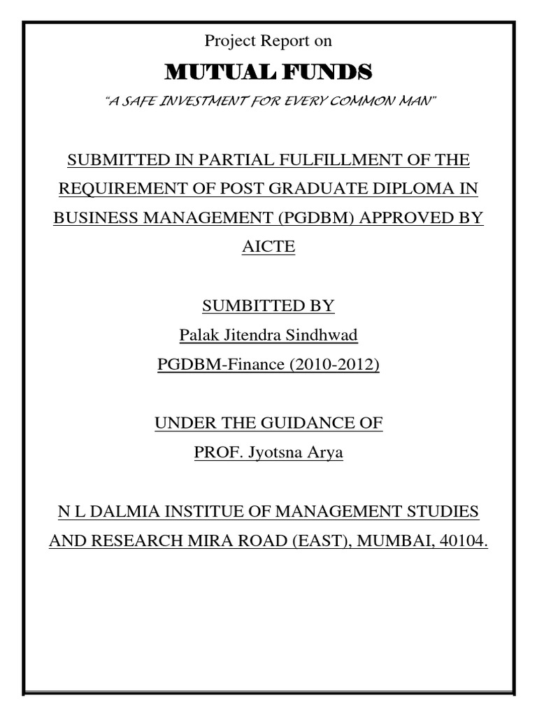 Mutual Funds: Project Report On | Download Free PDF | Investment Fund ...