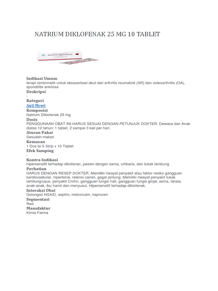 Natrium Diklofenak 25 MG 10 Tablet | PDF