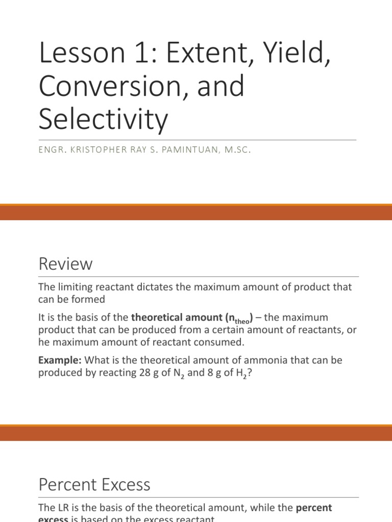 Reaction Yield and Conversion Basics | PDF | Stoichiometry | Chemical ...